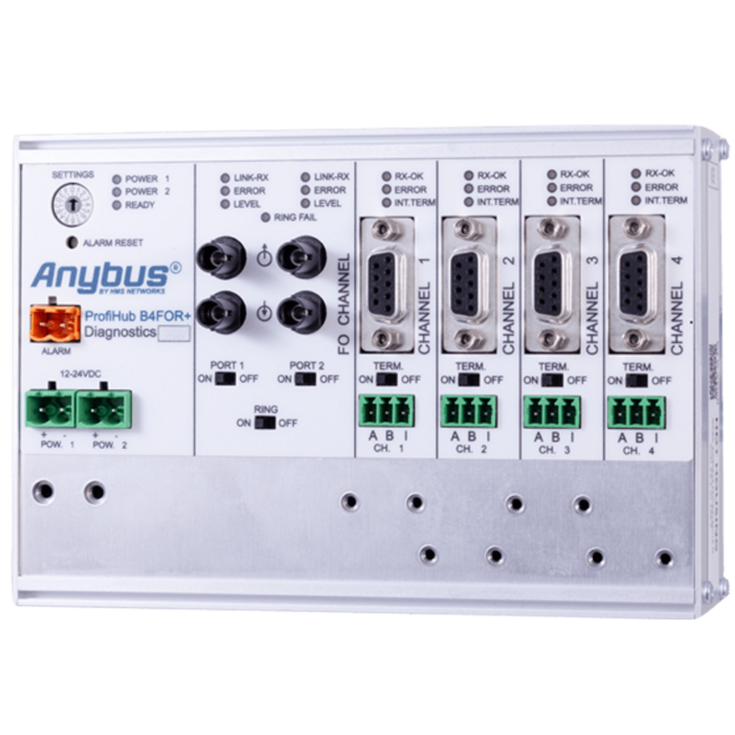 ProfiHub B4FOR+ - Fiber Optic Ring with RS485 Redunancy - Multi-Mode – Grid Connect